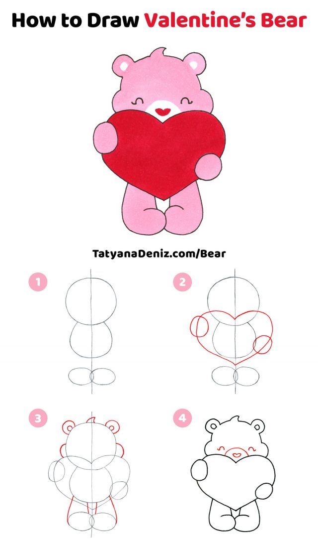 Let's Draw a Cute Valentine's Day Bear: Step-by-step Drawing Tutorial