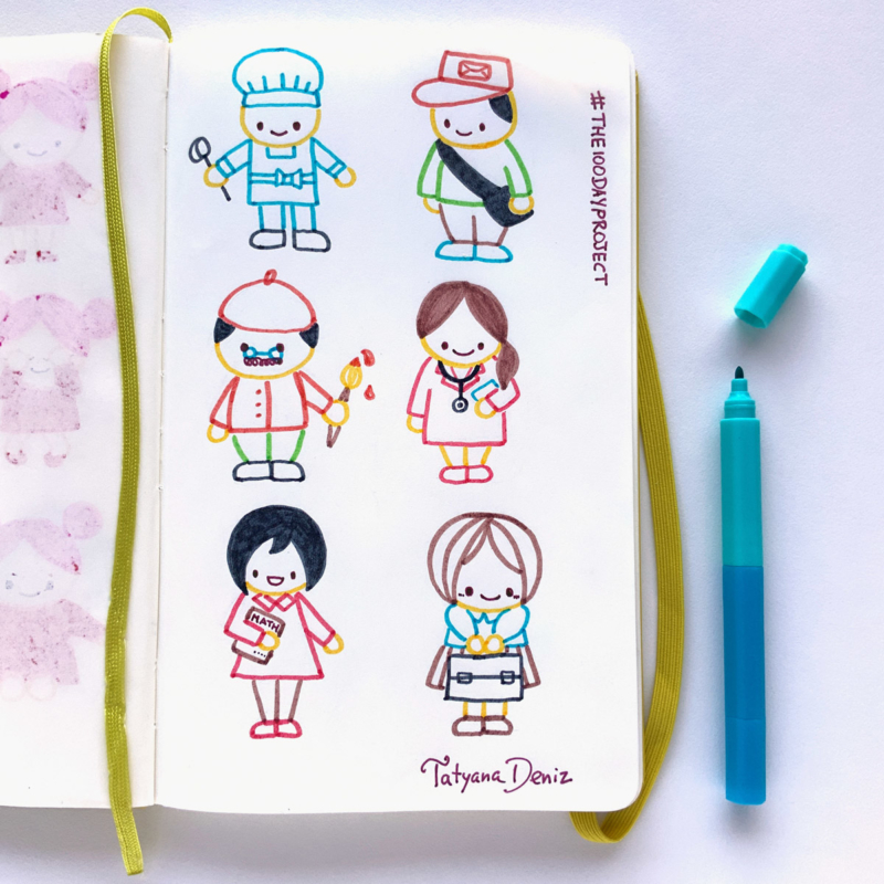 The 100 Day Project (2019) by Tatyana Deniz: Doodle A Page A Day