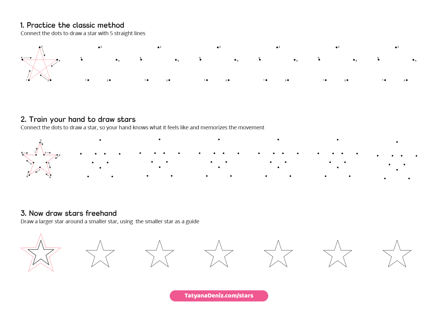 How to Draw a Star Freehand with Free Printable Worksheets