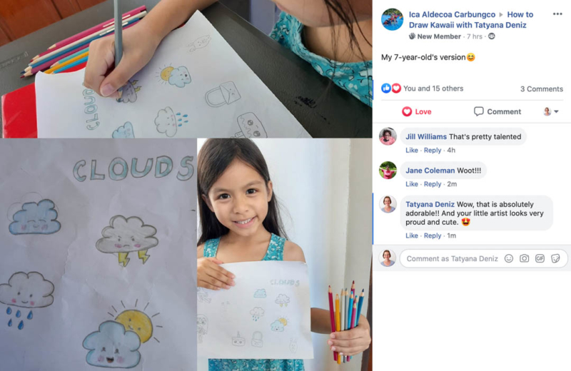 Student gallery of drawings based on tutorials by Tatyana Deniz