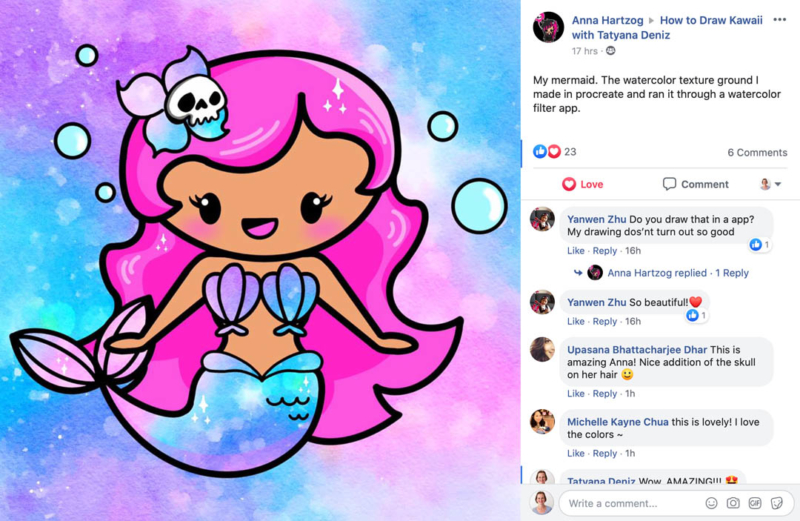 Student gallery of drawings based on tutorials by Tatyana Deniz