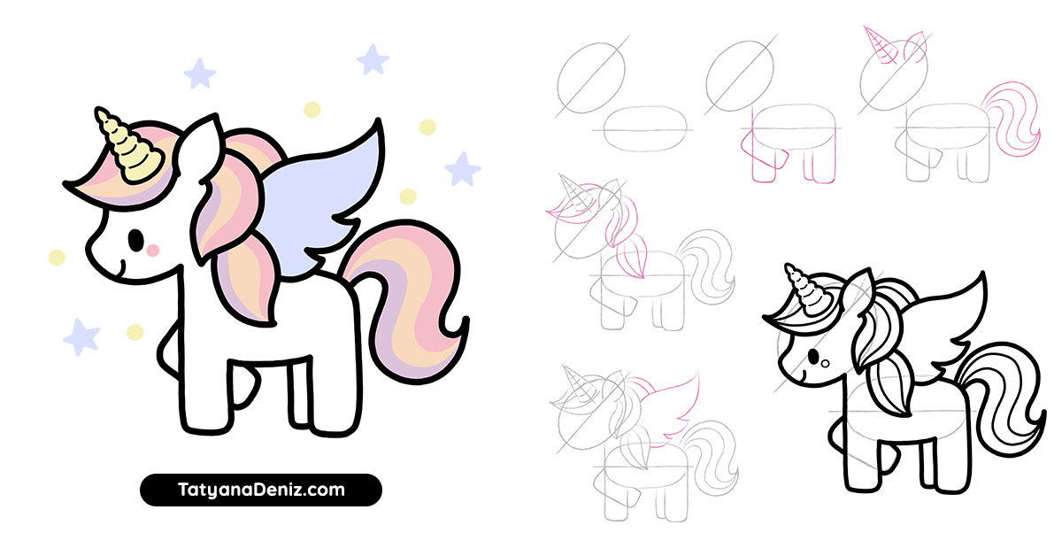 How To Draw Cute And Easy Kawaii Unicorn Step by step