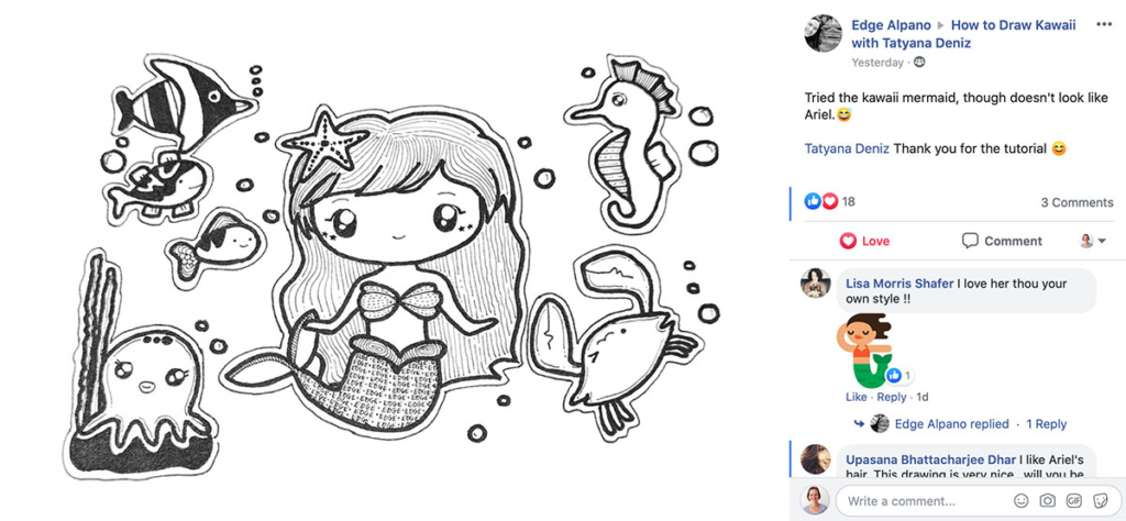 How to draw little mermaid Ariel cute and easy step-by-step