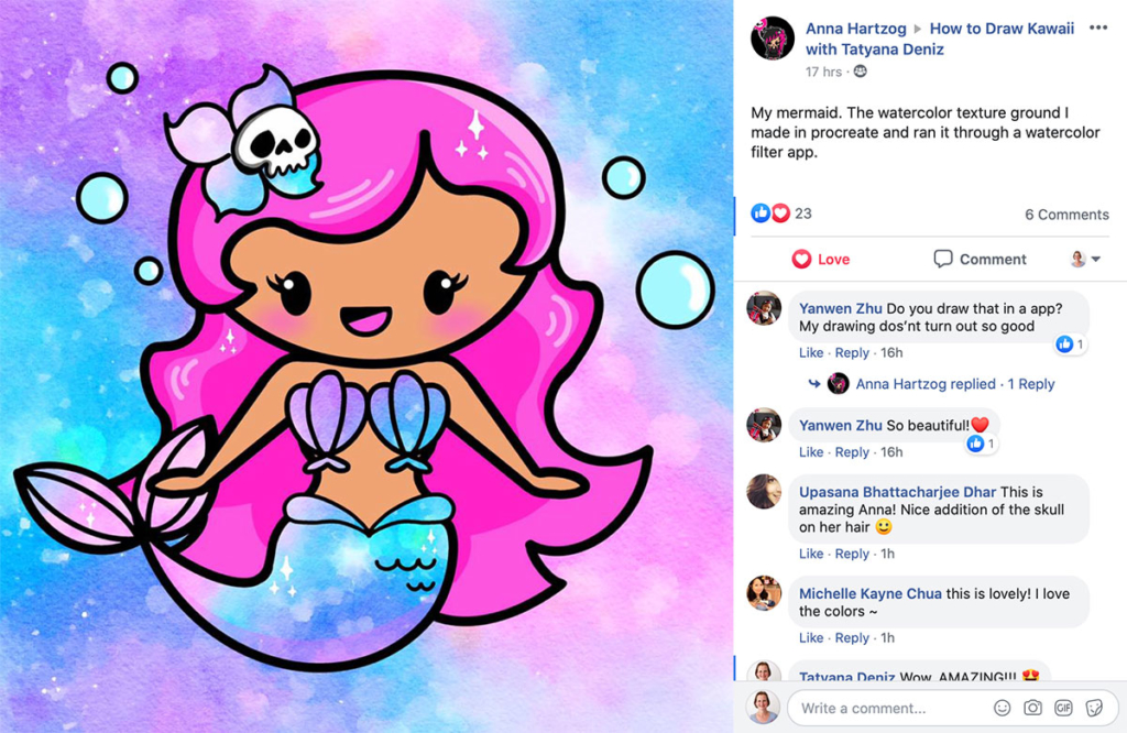 How to draw little mermaid Ariel cute and easy step-by-step