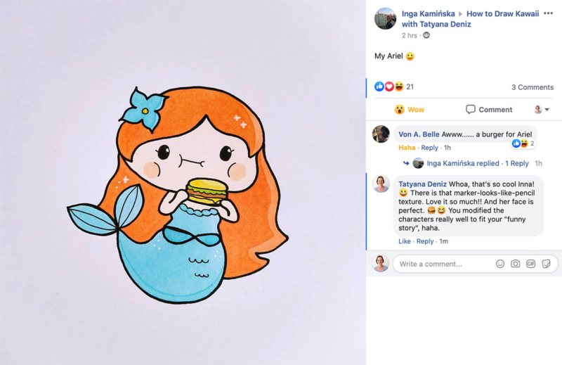 How to draw little mermaid Ariel cute and easy step-by-step