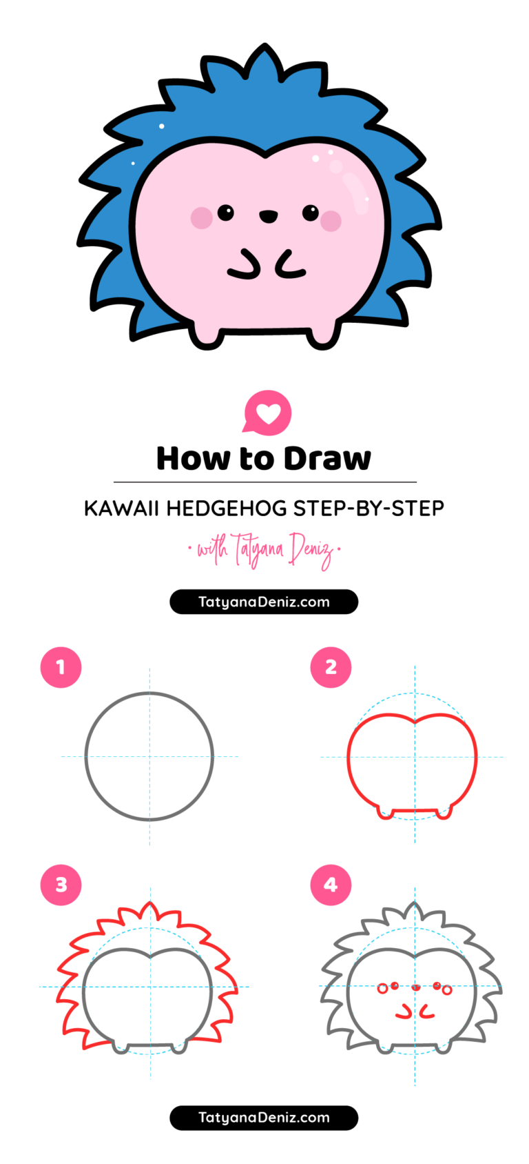How to draw kawaii hedgehog with an easy step-by-step tutorial