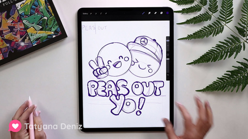 How To Draw Kawaii Pun in Graffiti Style in Procreate Step by Step