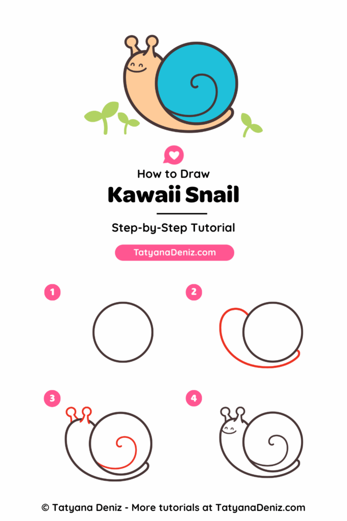 How to Draw Kawaii Snail with Step-by-Step Tutorial